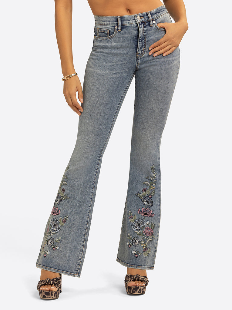 JS Jessica Simpson Hollywood High Rise Flare Jean in Boone